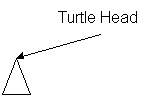 The turtle looks like a little triangle in the middle of the screen ...